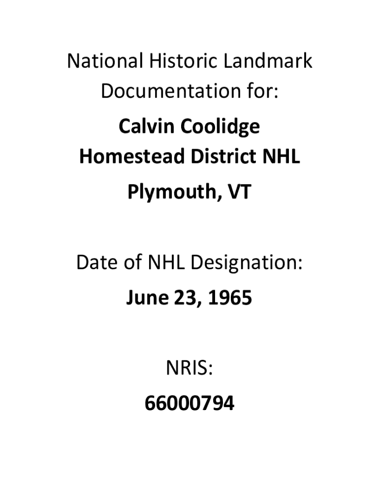 Fillable Online National Historic Landmark Documentation for: Calvin ... Fax Email Print - pdfFiller