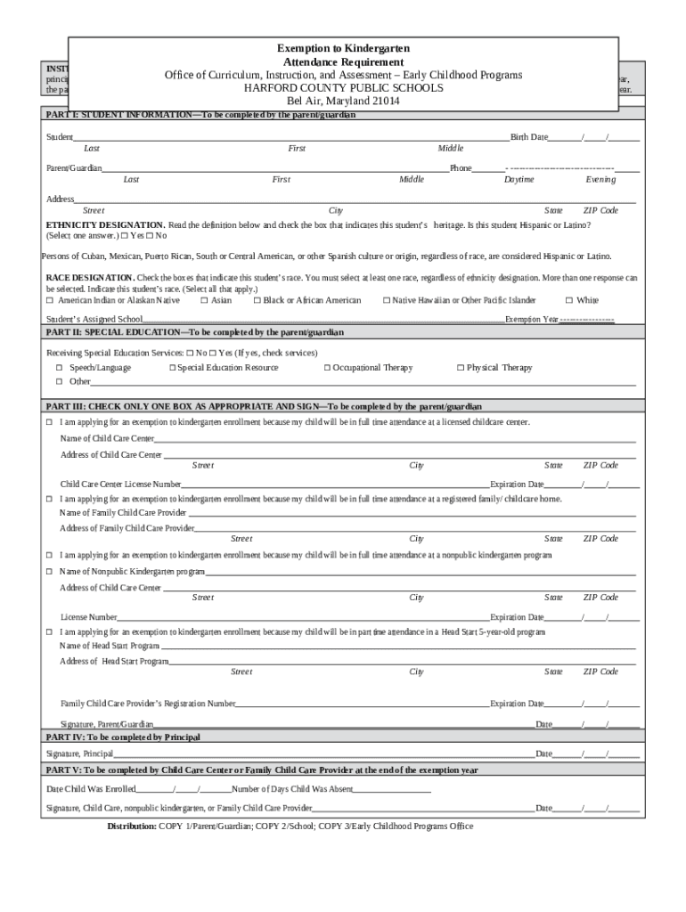 Alternative Kindergarten Program Setting Request ... Doc Template | pdfFiller