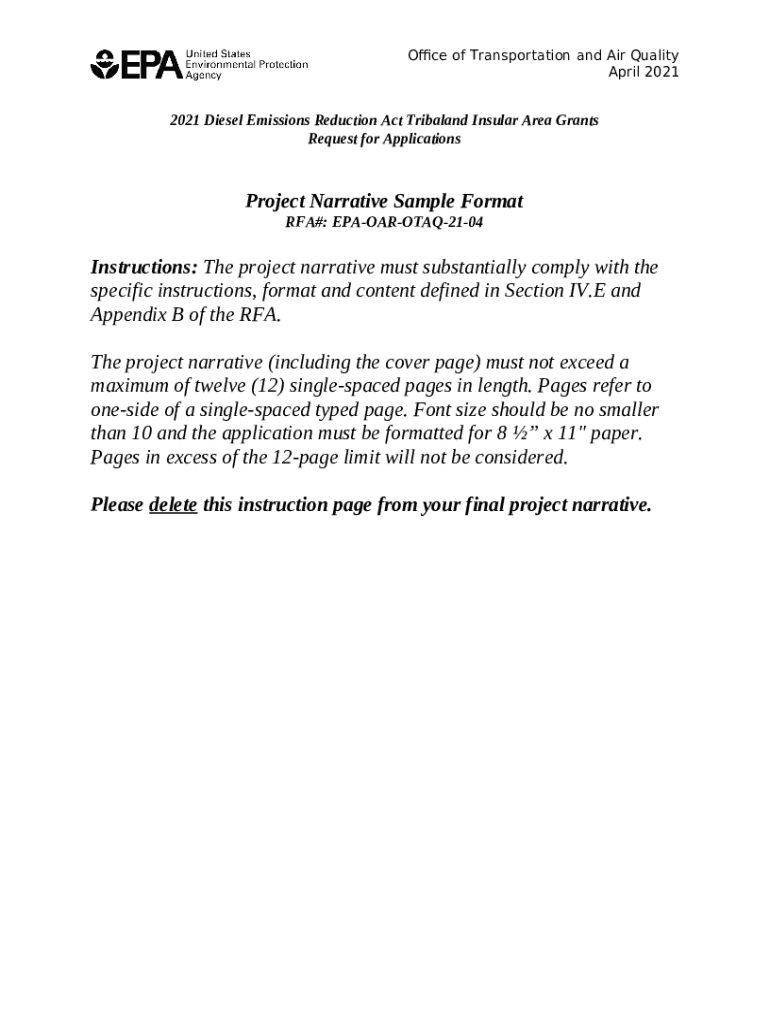 Project Narrative Sample at, RFA#: ... Doc Template | pdfFiller