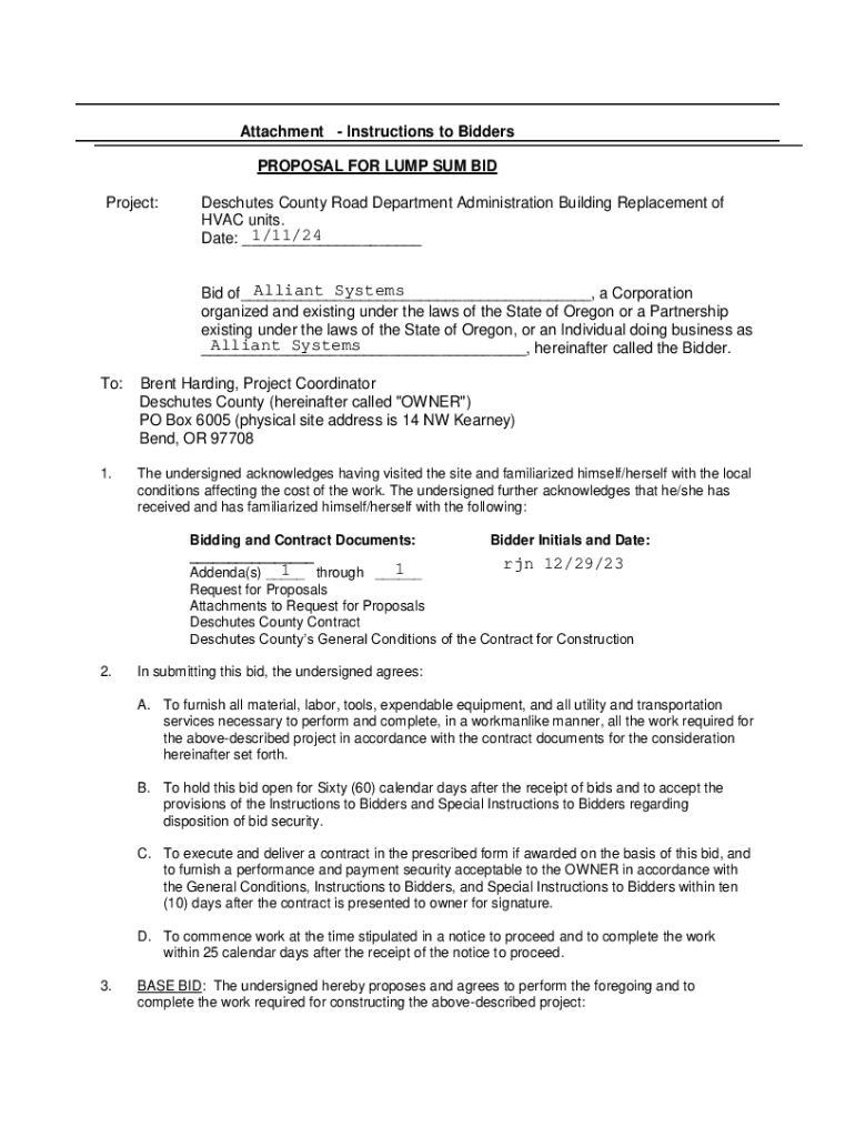 Fillable Online RFP - Road Department HVAC Replacement Fax Email Print ...