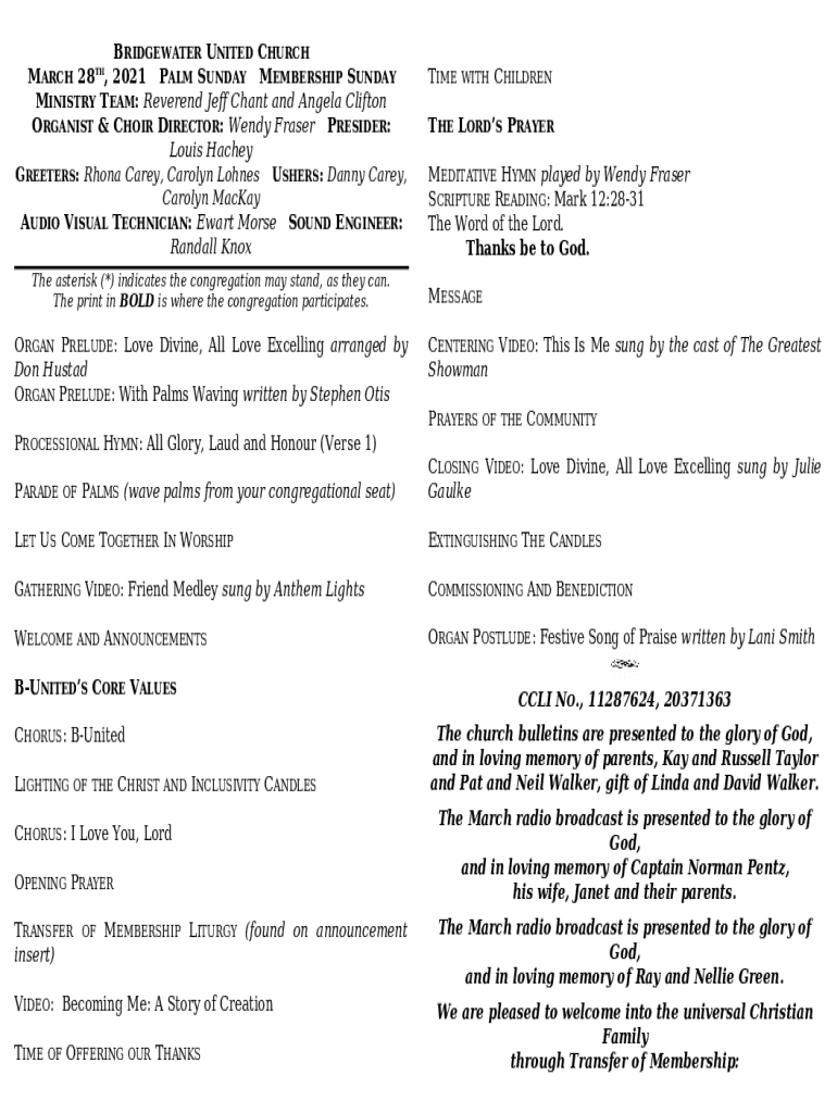 Ministry Team: Reverend Jeff Chant and Angela Clifton Doc Template ...