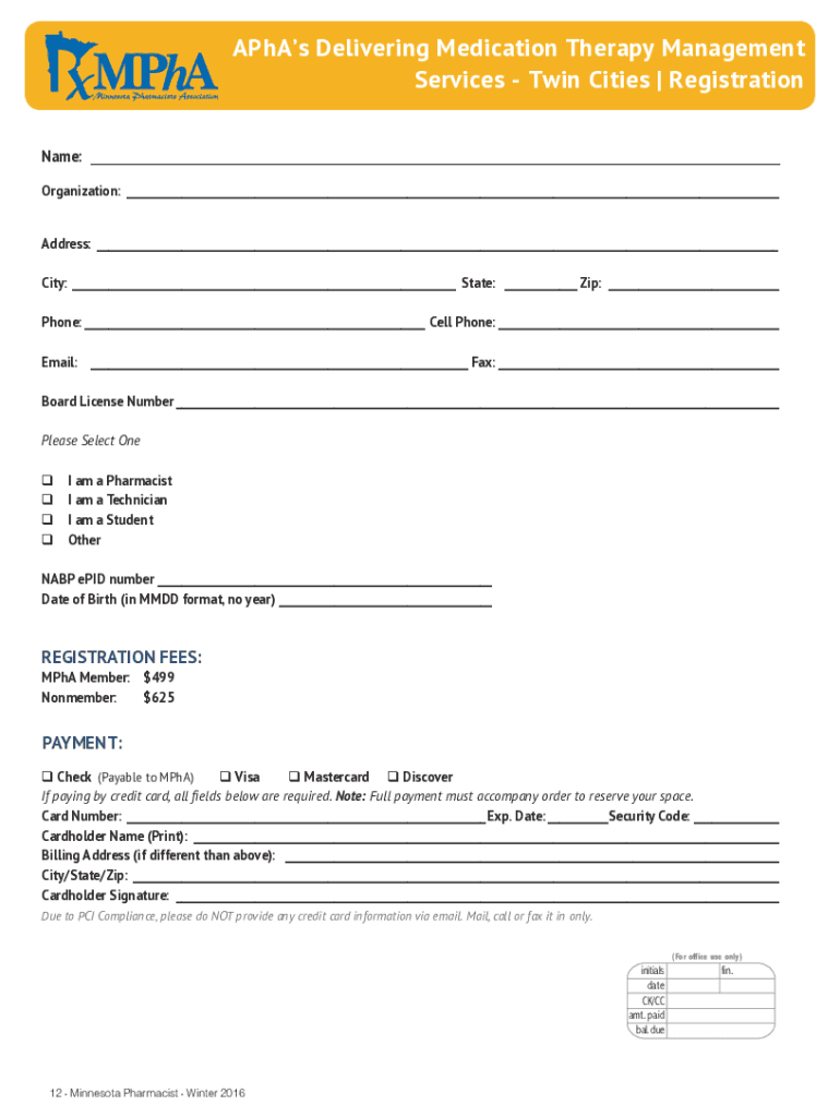 Fillable Online APhA's Delivering Medication Therapy Management ...