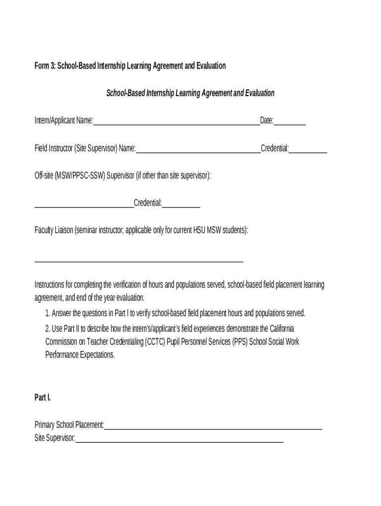 3: School-Based Internship Learning Agreement and ... Doc Template ...