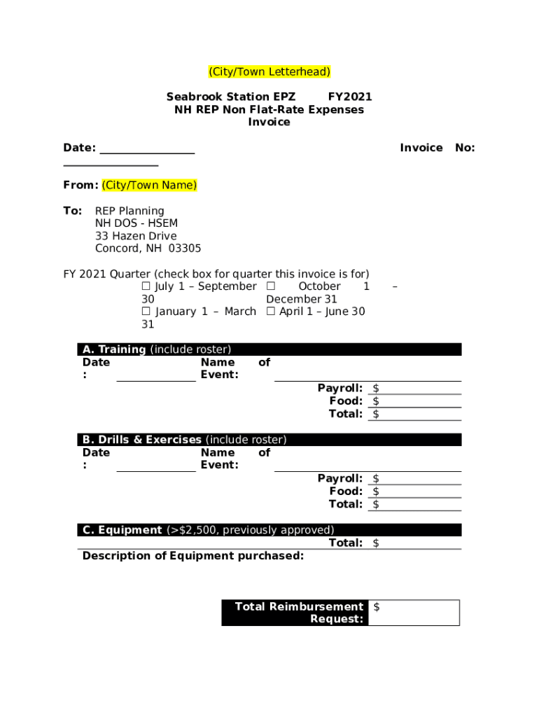 EPZ Non-Flat Rate Reimbursement Sample Invoice Doc Template | pdfFiller