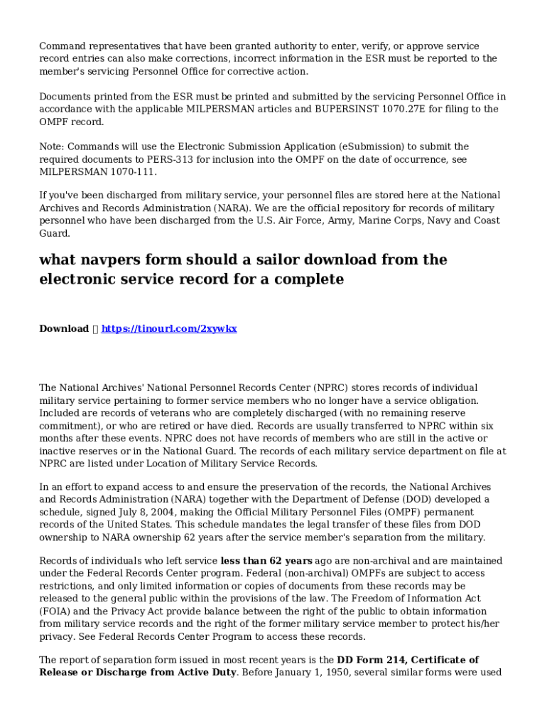 Fillable Online What Navpers Form Should A Sailor Download From The ...