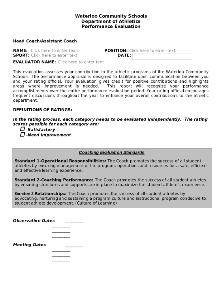 Coach Evaluation - Fill Online, Printable, , Blank ... Doc Template ...