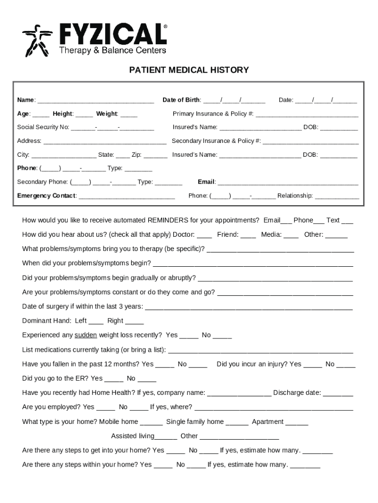 FYZICAL Boaz:Intake Doc Template | pdfFiller