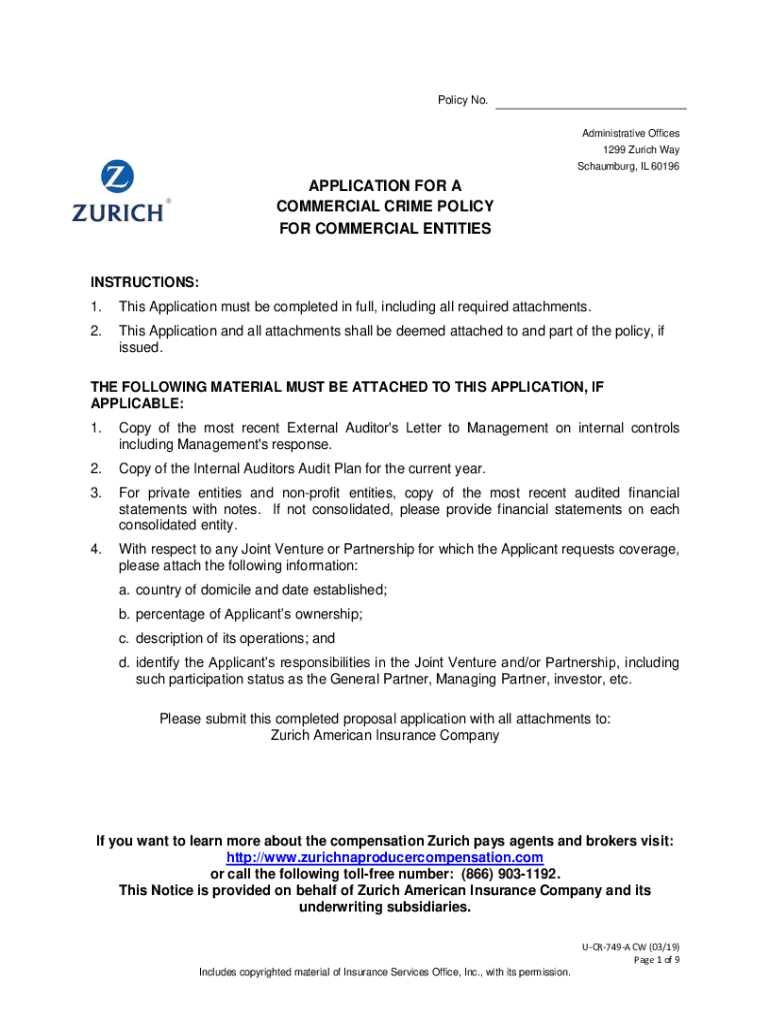 Fillable Online COMMERCIAL CRIME POLICY (DISCOVERY FORM) Fax Email ...