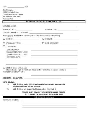 Fillable Online DIVIDENDS ALLOCATION FORM Fax Email Print - pdfFiller