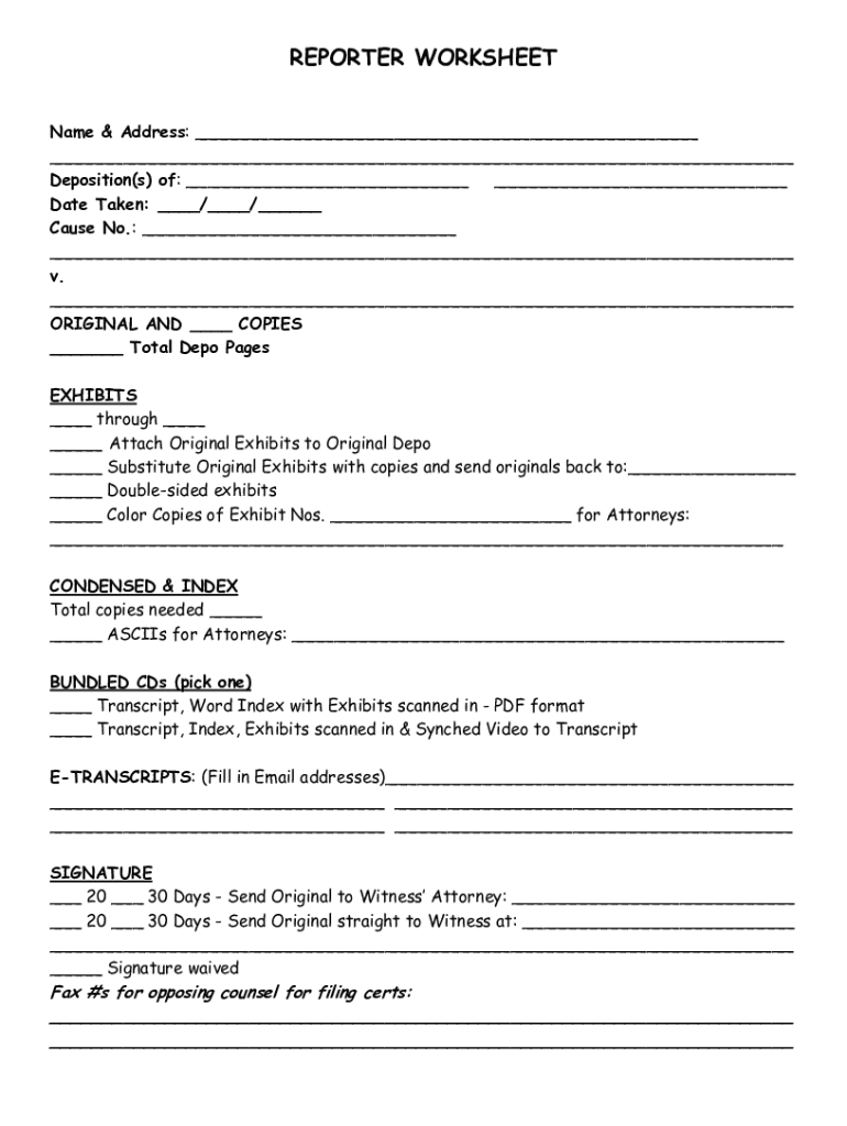 Fillable Online Reporter Worksheet.wps Fax Email Print - pdfFiller