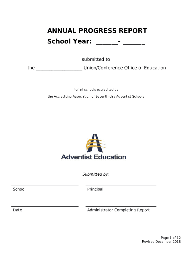ANNUAL PROGRESS REPORT School Year Doc Template | pdfFiller