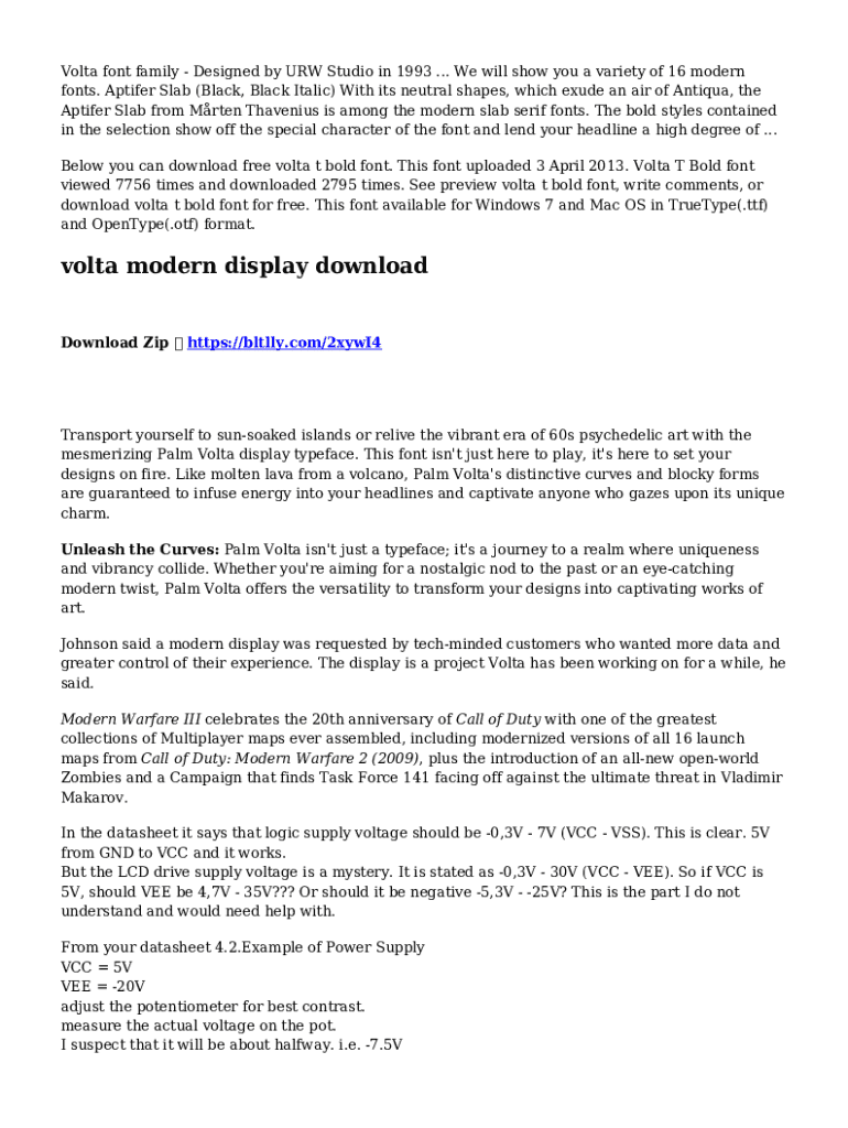 Volta Modern Display Font Download - Fill Online, Printable, Fillable ...