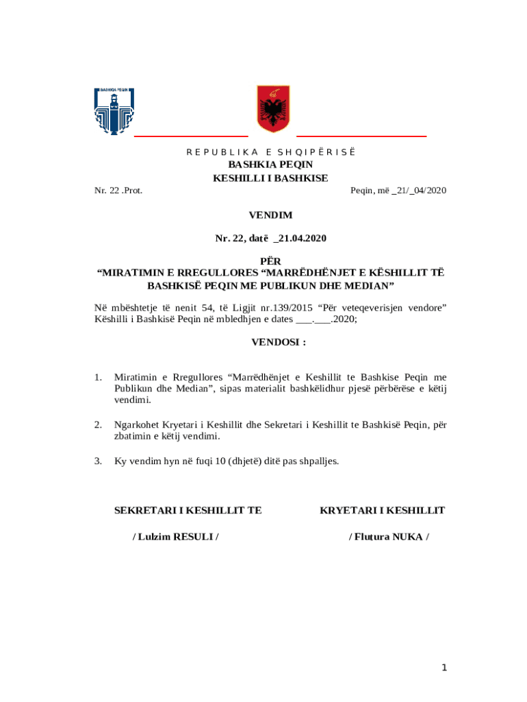 Rregullore-e-Keshillit-Bashkiak-Peqin- ... Doc Template | pdfFiller
