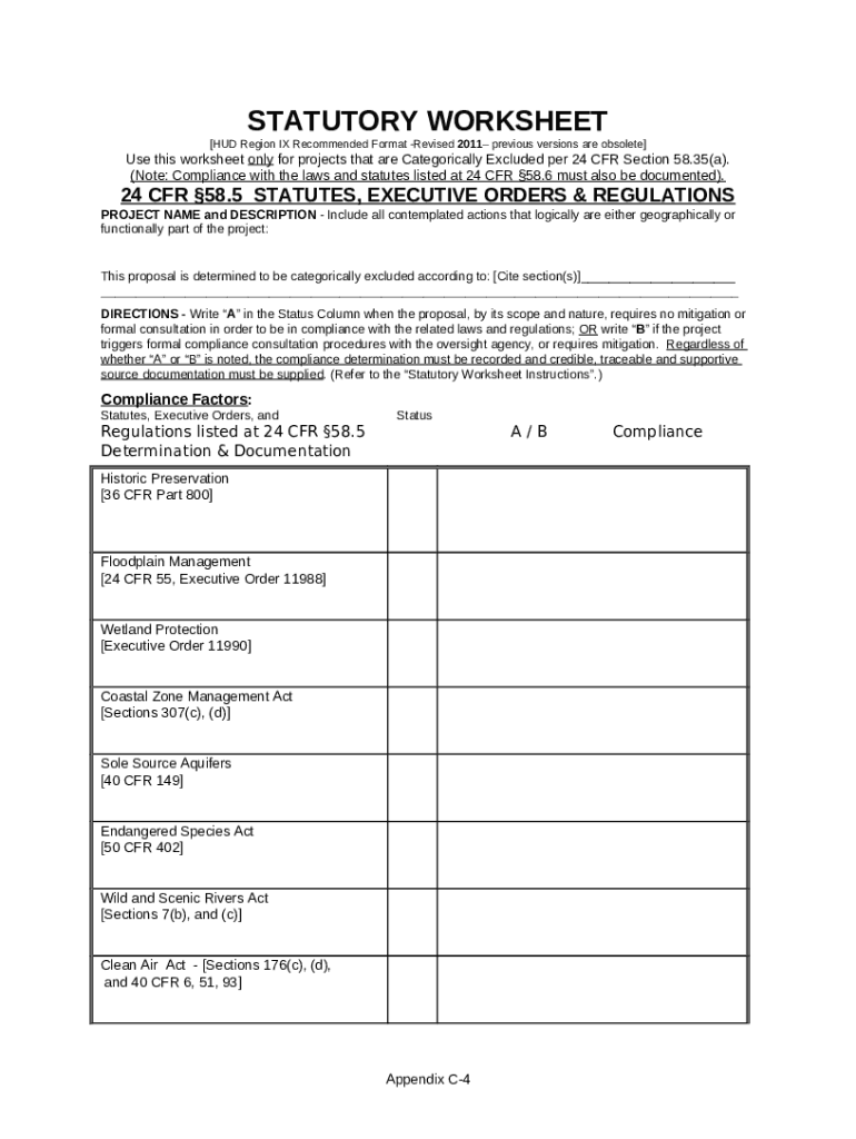 24 cfr 58.5 statutes, executive orders & regulations - HUD Doc Template ...