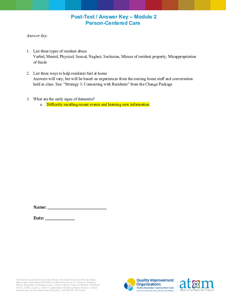 Fillable Online Module 2 Pre and Post-Test Answer Key. Module 2 Pre and ...
