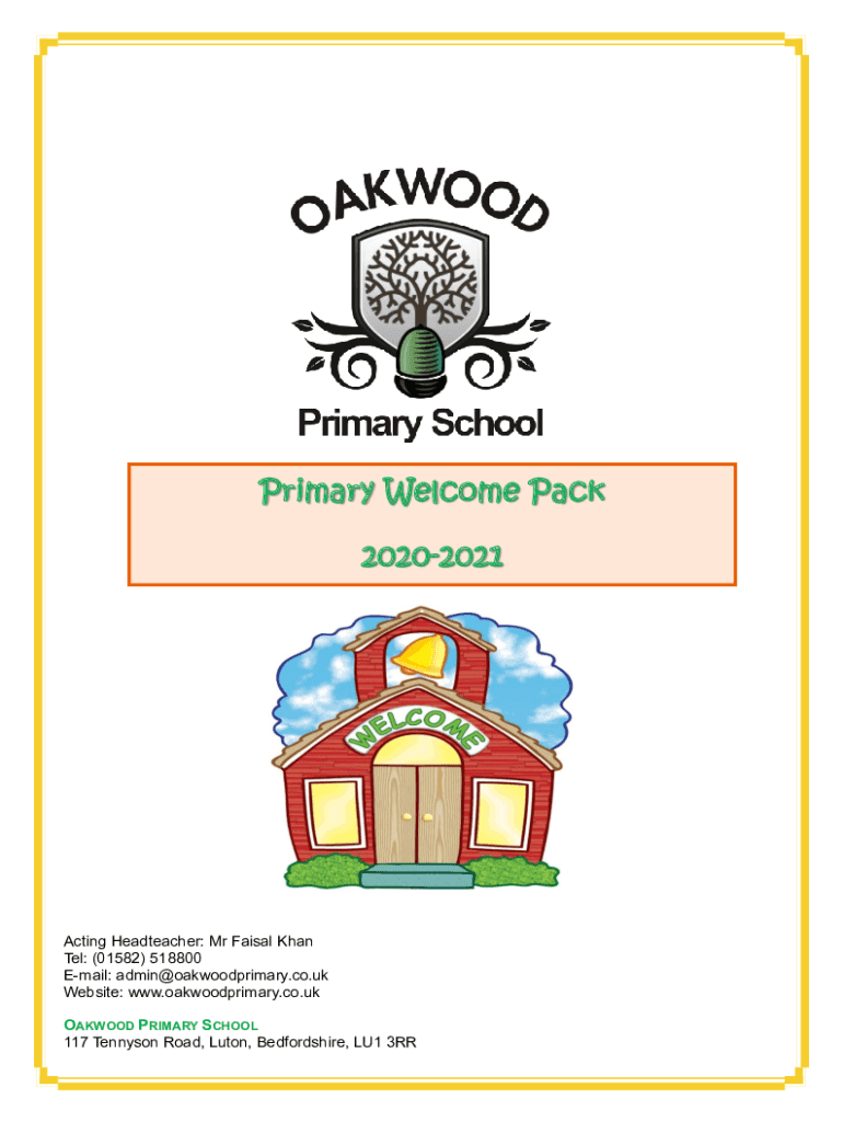 Fillable Online oakwoodprimary co Reception Welcome Pack Fax Email ...