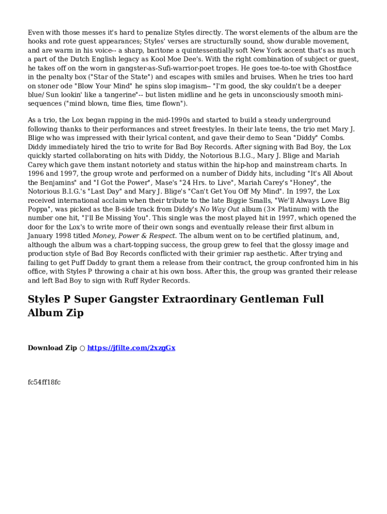 Fillable Online Styles P Super Gangster Extraordinary Gentleman Full ...