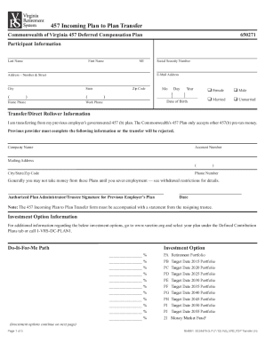 Fillable Online 457 Deferred Compensation Plan - Defined Contribution ...