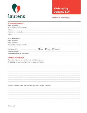 Invulbaar Online Formulier Verlenging Opname ELV - NET Faxnummer Email ...