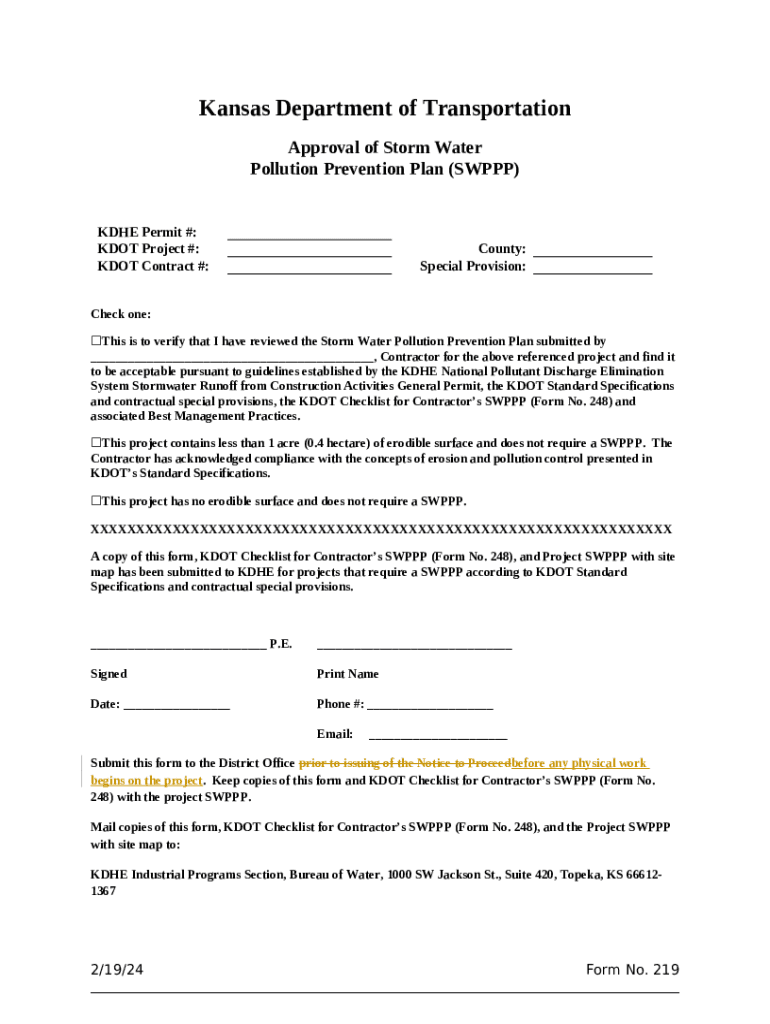 NEW SWPPP Inspection & Maintenance - DOT 0247 Doc Template | pdfFiller