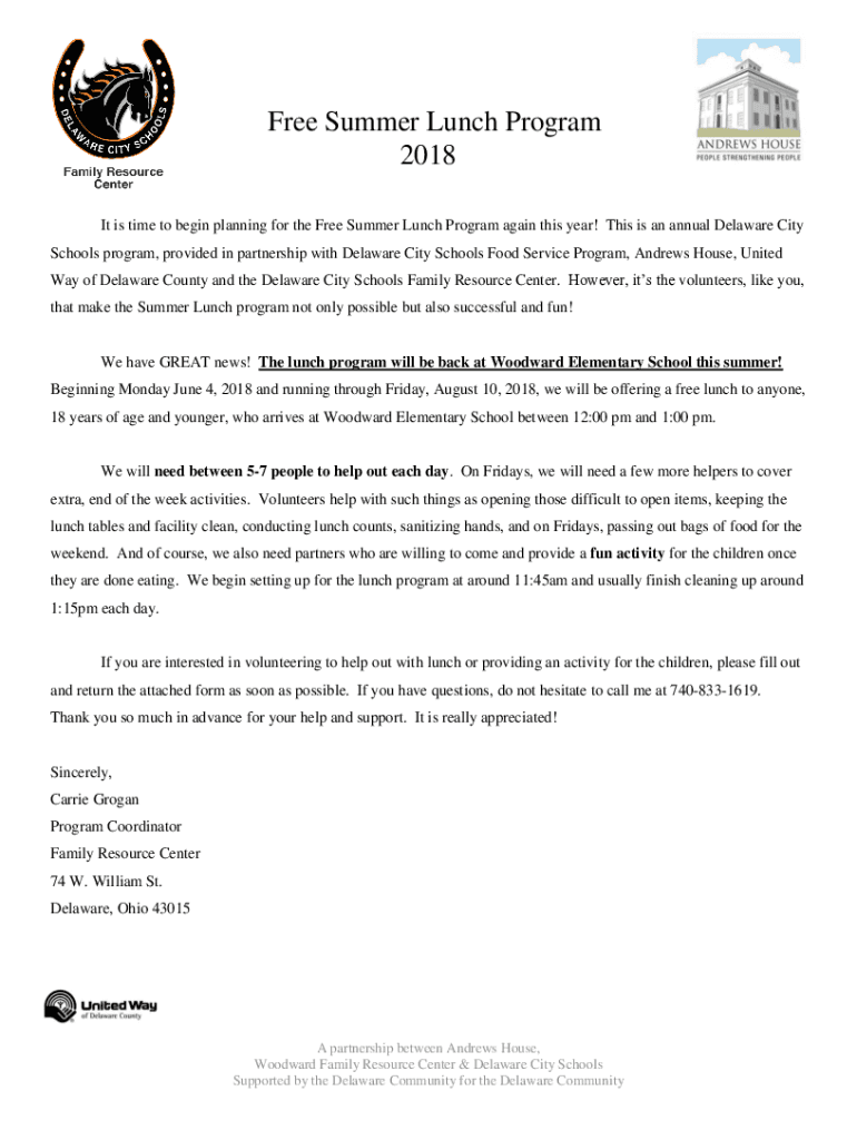 Fillable Online Summer Food Service Program Meal Sites Available ...