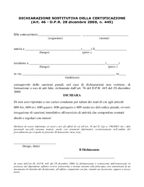 Compilabile Online Dichiarazione sostitutiva di certificazione (art. 46 ...