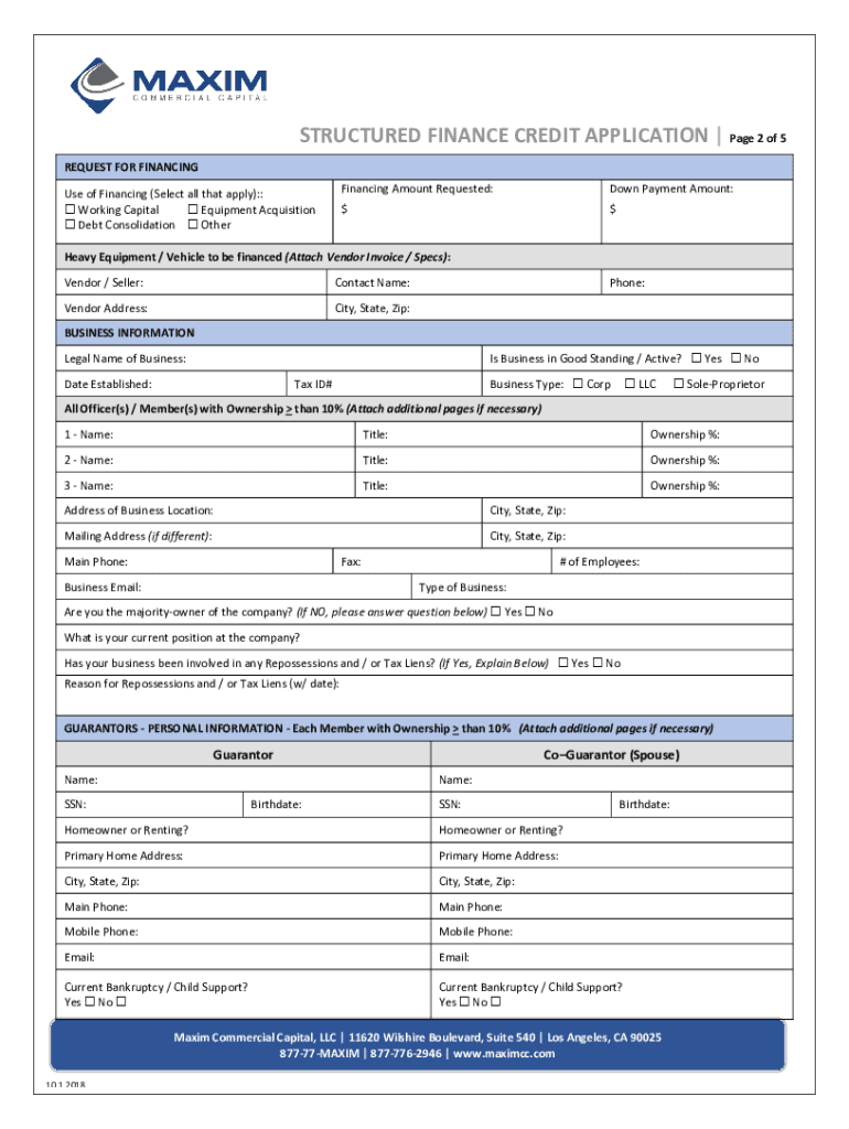 Fillable Online Free fillable Maxim Commercial Capital PDF forms Fax ...