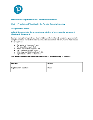 Fillable Online Mandatory Assignment BriefEvidential statement Unit 1 ...