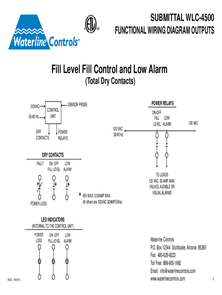 Fillable Online Submittal Form for WLC 4500 Controller. WLC-4500 water level controller ...