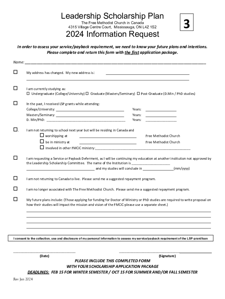 Fillable Online Plan d'tudes en leadership - Demande d'information 2024 Fax Email Print - pdfFiller