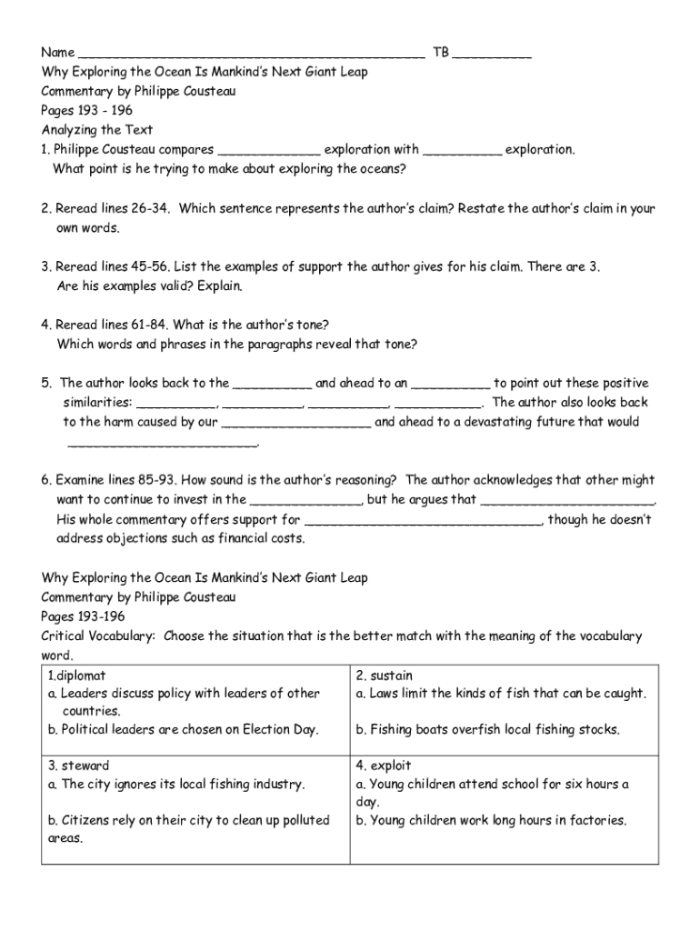 Fillable Online EnglishWhy exploring the ocean is mankind's next giant ...