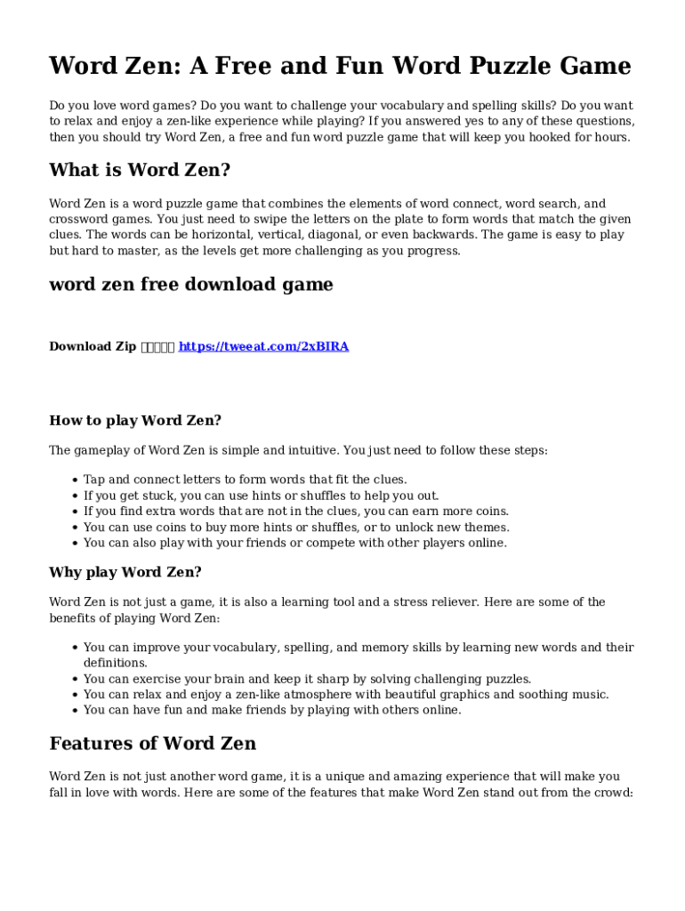 Fillable Online Zen Word - Relax Puzzle Game on the App Store Fax Email ...