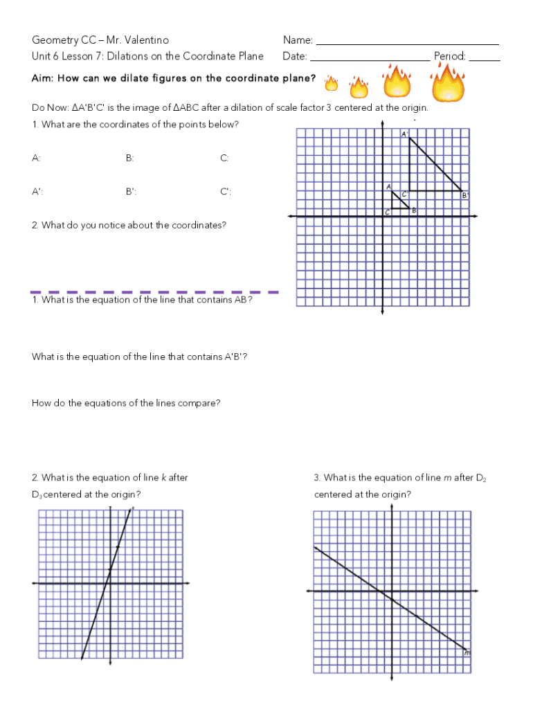 Fillable Online Unit 6 Lesson 7: Dilations on the Coordinate Plane Fax ...