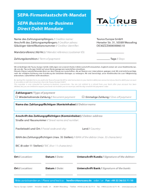 Ausfüllbar Online What is a SEPA mandate Fax Email Drucken - pdfFiller