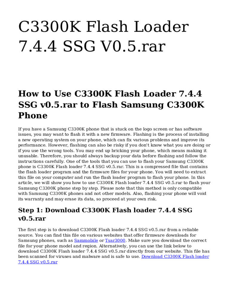 Fillable Online How to Flash Samsung C3222 with C3222 New Flash Loader ...