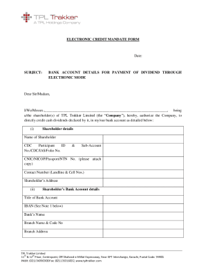 Fillable Online Mandate Form for Payment of Dividend on Equity Shares Fax Email Print - pdfFiller