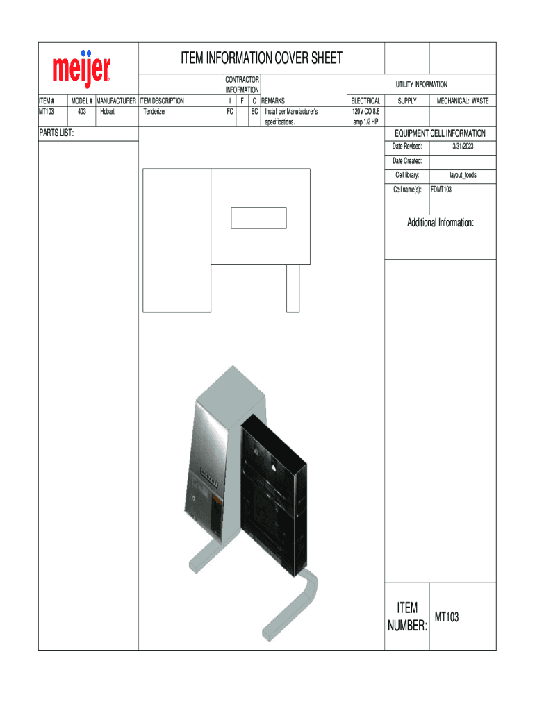 Fillable Online ITEM INFORMATION COVER SHEET Fax Email Print - pdfFiller