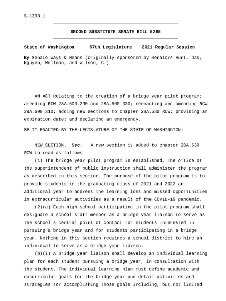 Senate Bill 5265 Doc Template | pdfFiller