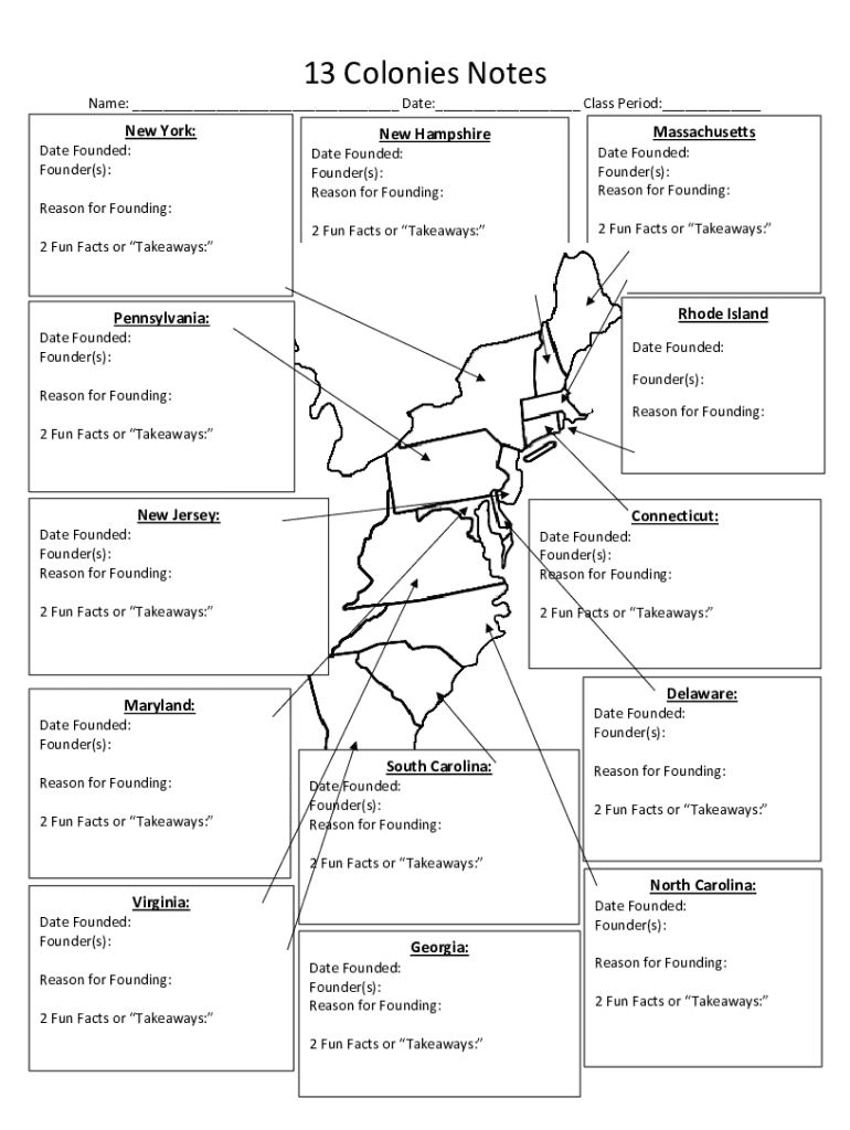 Fillable Online 13 Colonies Notes Fax Email Print - pdfFiller