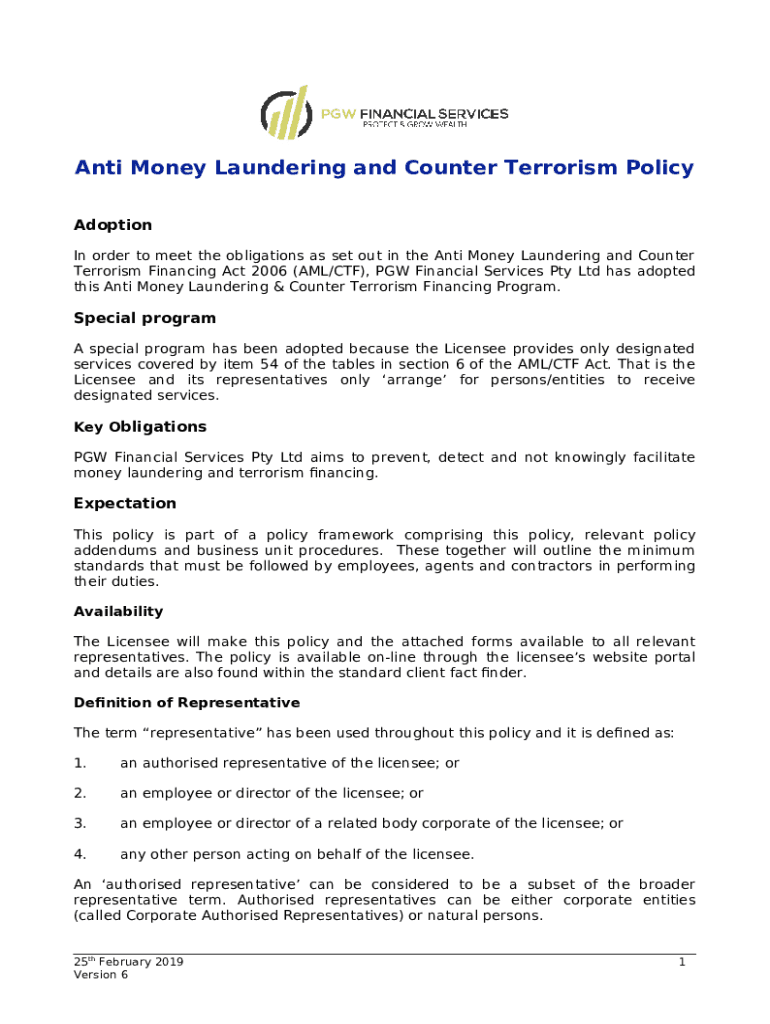 Guide to Anti-Money Laundering & Counter-Terrorism ... Doc Template | pdfFiller