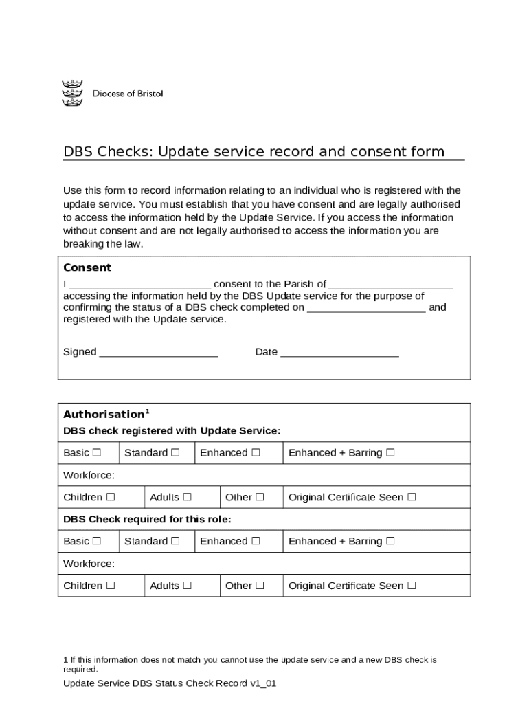 Apply for a disclosure and barring service check Doc Template | pdfFiller