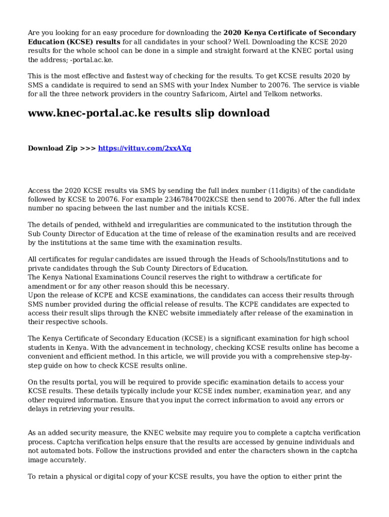 Kcse Certificate Download Pdf - Fill Online, Printable, Fillable, Blank ...