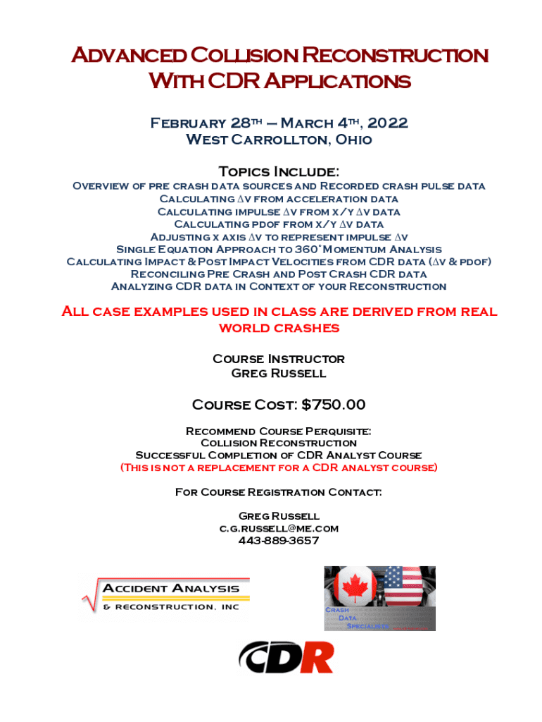 Fillable Online Advanced Collision Reconstruction with CDR Application ...