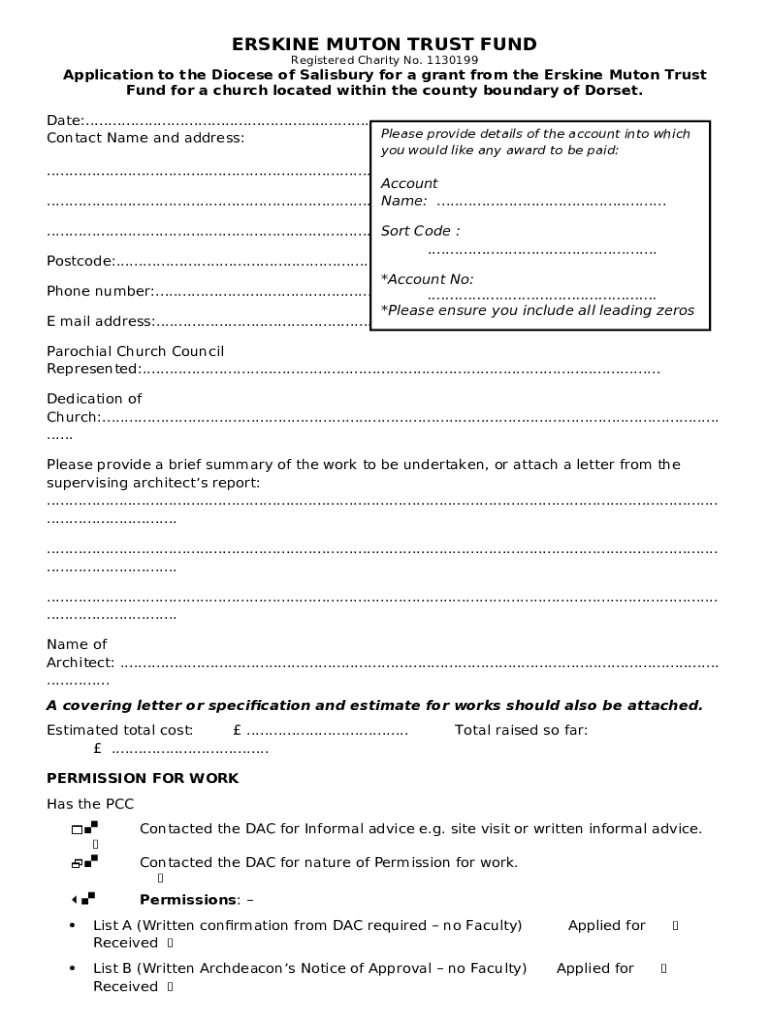 Grant-making bodies and trusts Doc Template | pdfFiller