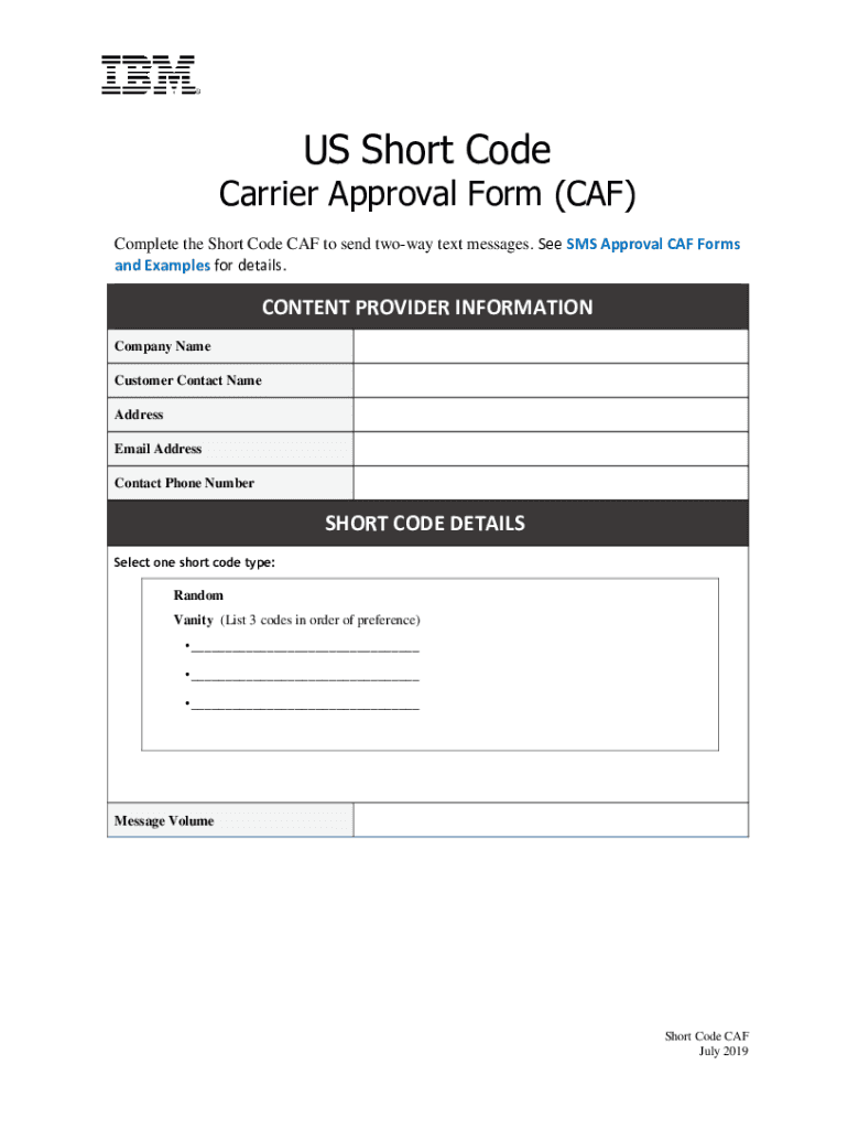 Fillable Online United States short code request form Fax Email Print ...