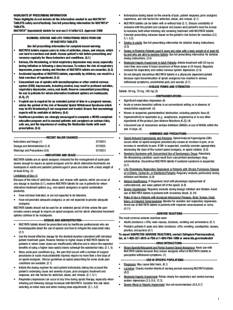 Fillable Online 1 HIGHLIGHTS OF PRESCRIBING INFORMATION ... Fax Email Print - pdfFiller