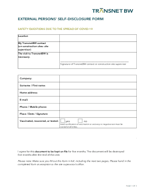 Fillable Online EXTERNAL PERSONS' SELF-DISCLOSURE FORM Fax Email Print ...