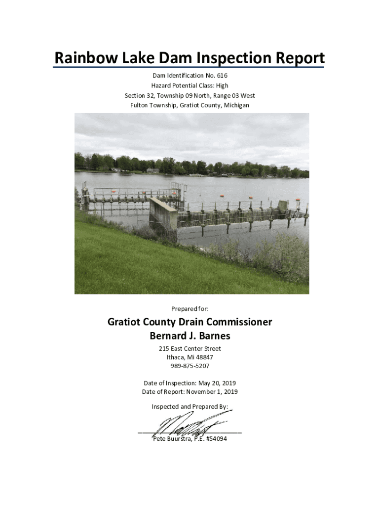 Fillable Online Rainbow Lake Dam Inspection Report Fax Email Print ...