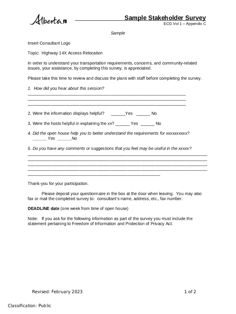 Appendix C - Sample Survey. Stakeholder Survey Sample Doc Template ...