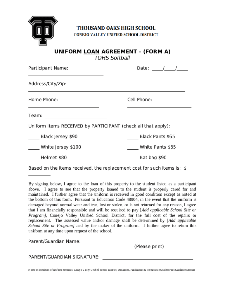 UNI LOAN AGREEMENT Doc Template | pdfFiller